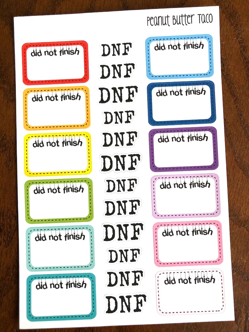 DNF Reading Planner Stickers - Did Not Finish - Bookish Stickers - Book ...