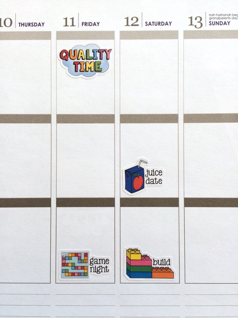 Quality Time Stickers Family Time Planner Stickers Kid - Etsy