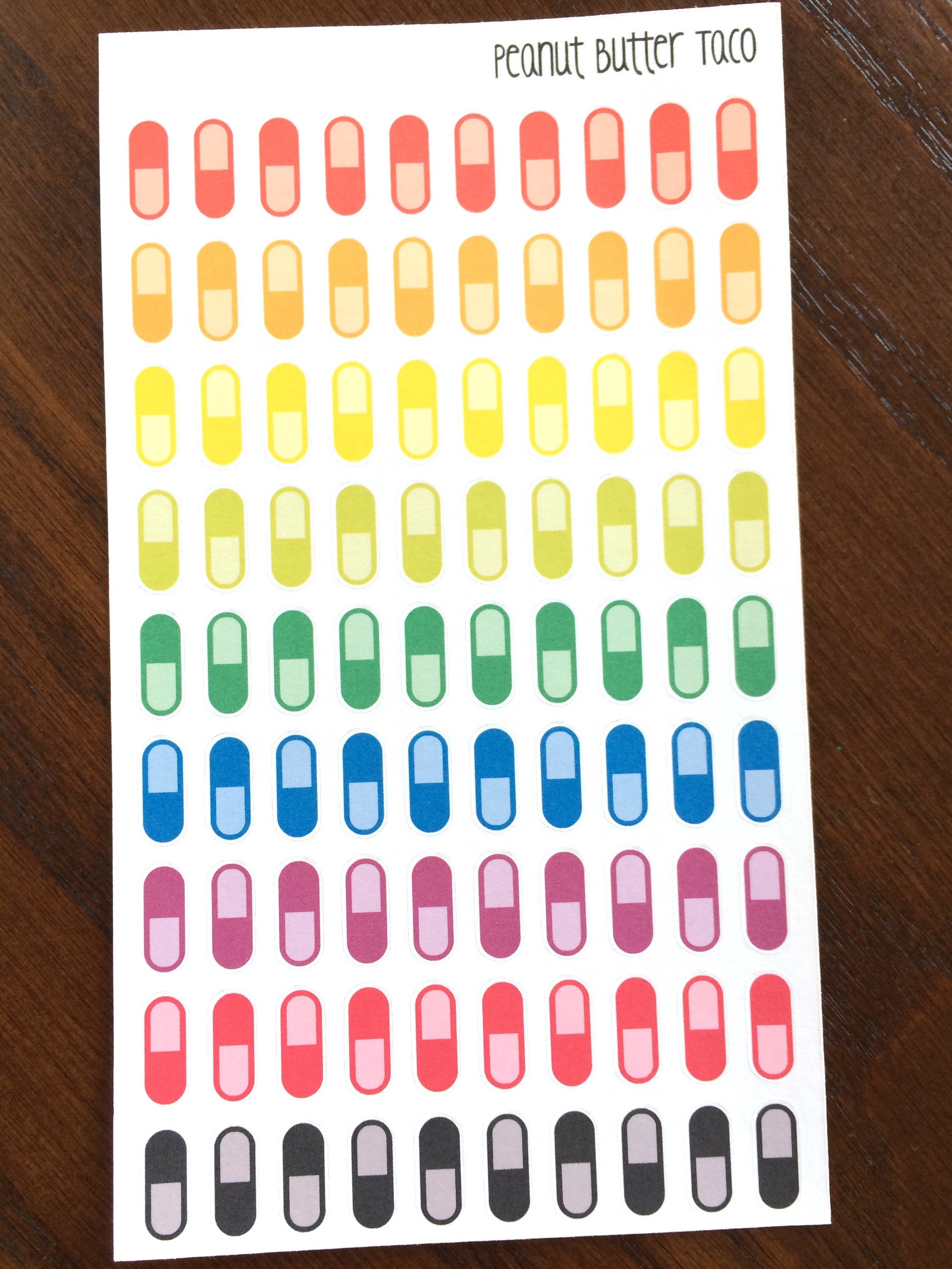 Rainbow Pills Stickers Pill Planner Stickers Medication | Etsy