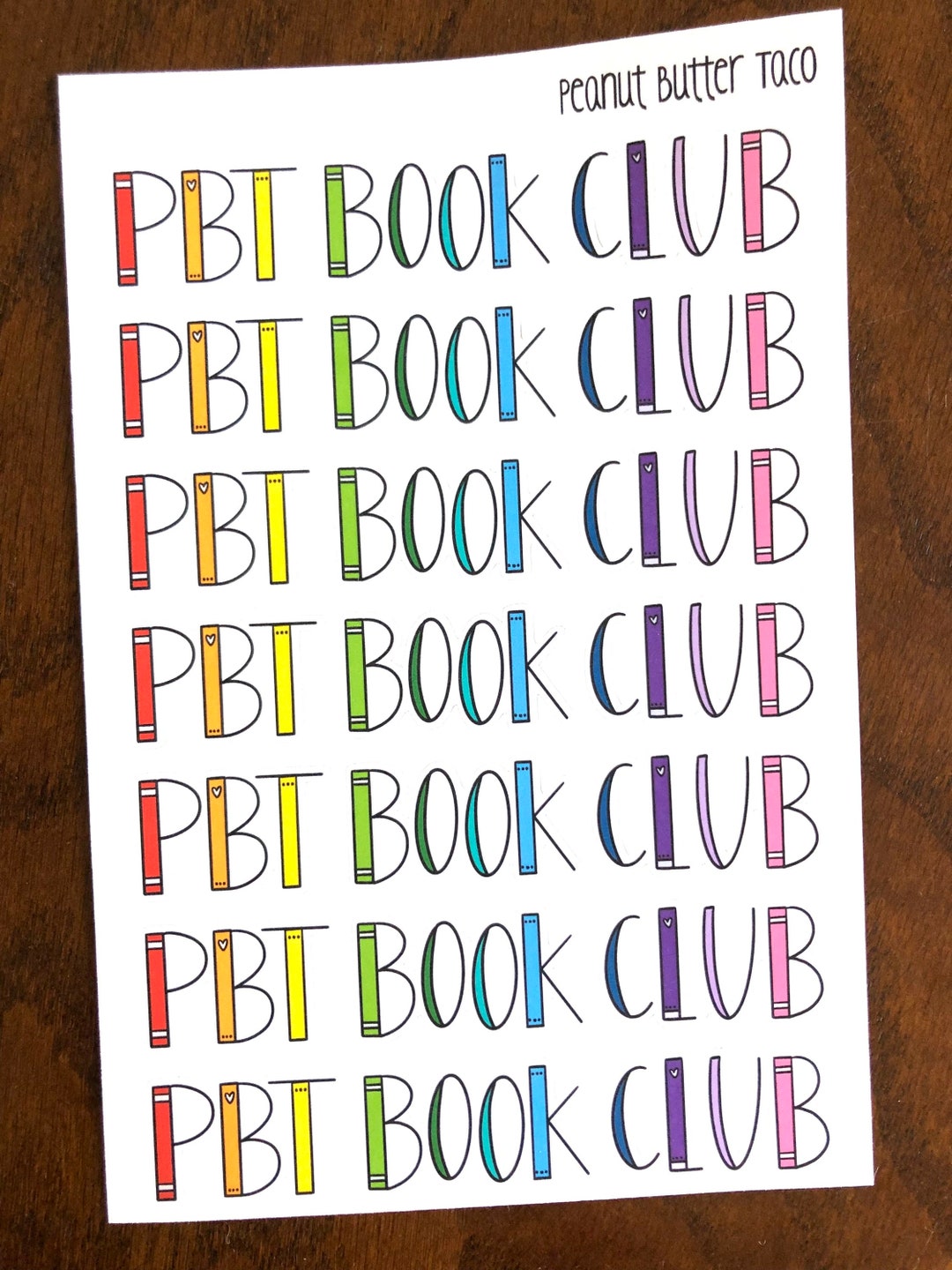 PBT Book Club Doodle Title Planner Stickers Reading Notebook Stickers ...