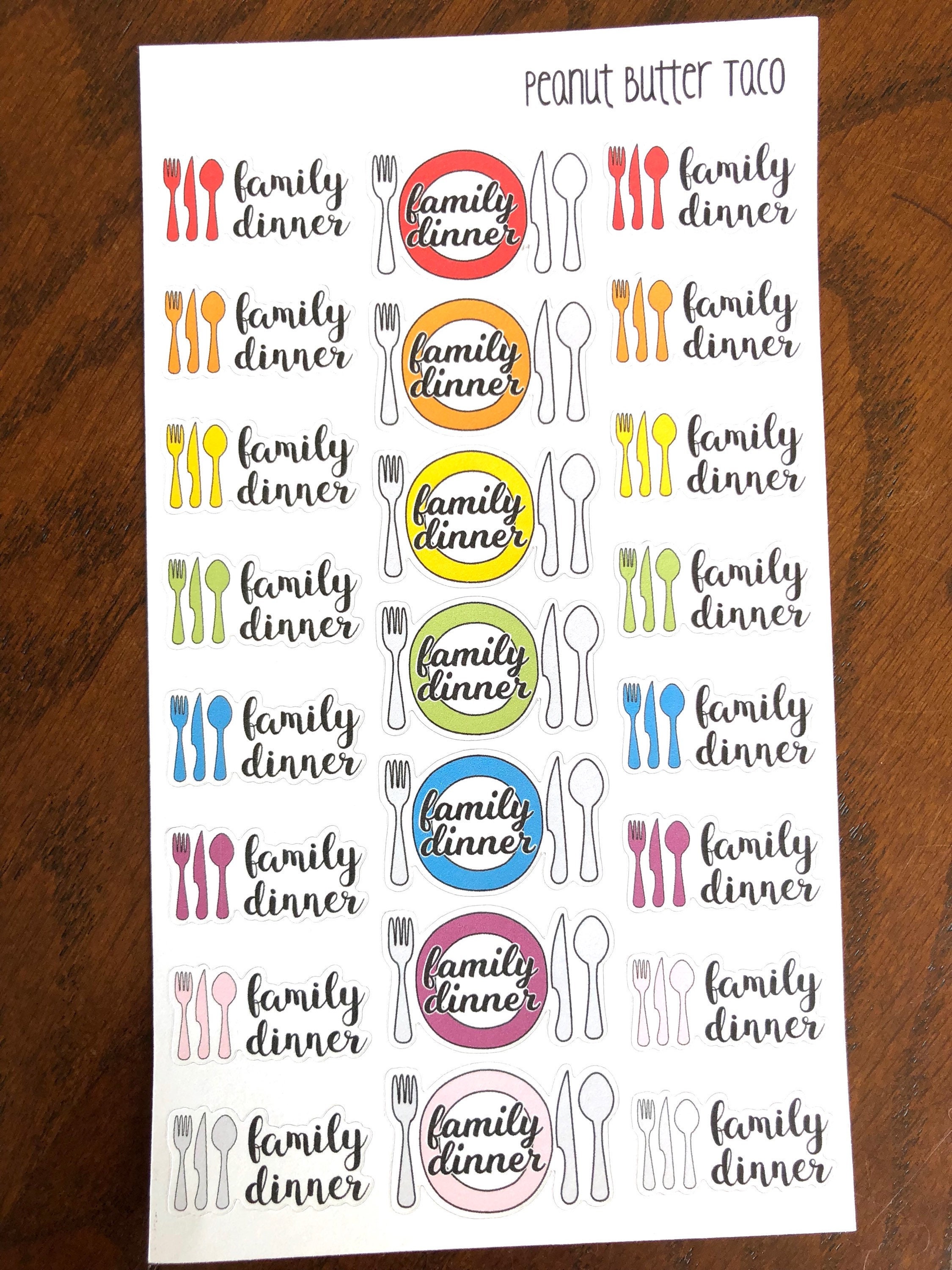 Family Dinner Planner Stickers Family Dinner Stickers | Etsy
