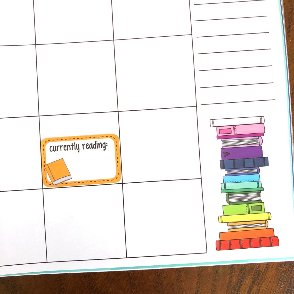 Currently Reading Boxes Reading Planner Stickers Book - Etsy