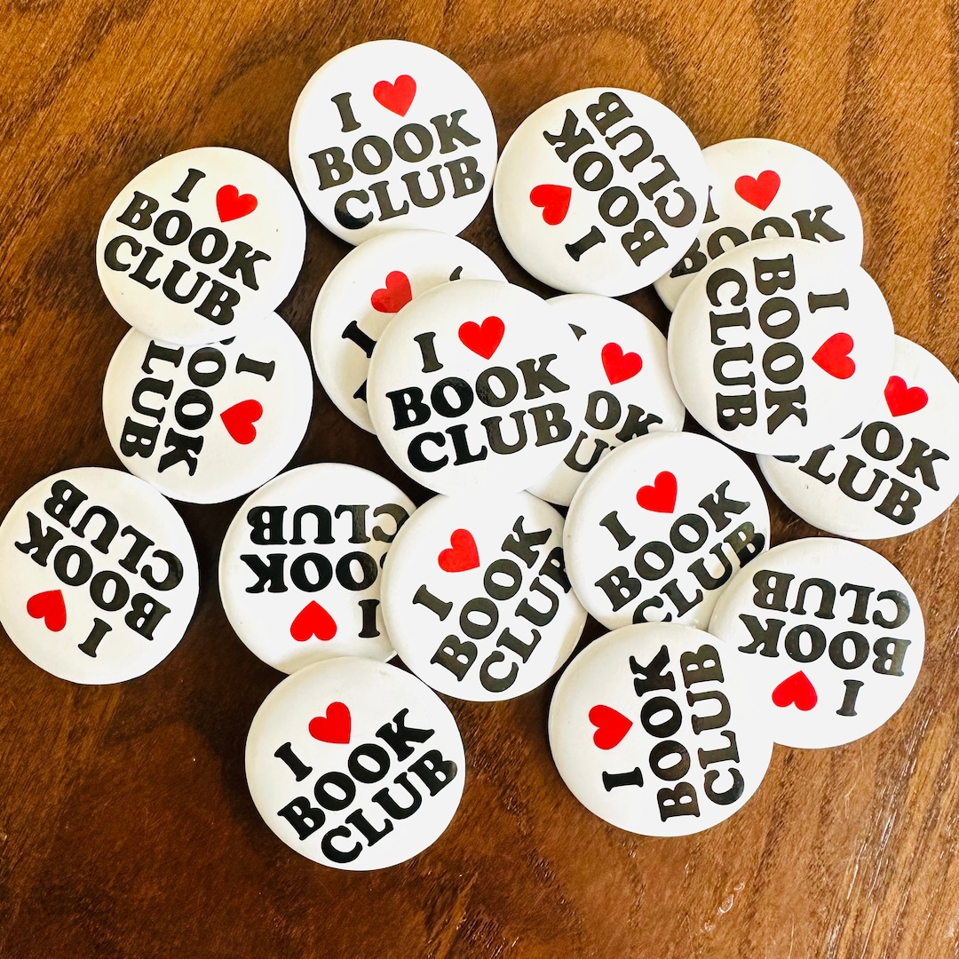 I Love Book Club Button Pinback - Book Club Gift - Book Club Pin ...