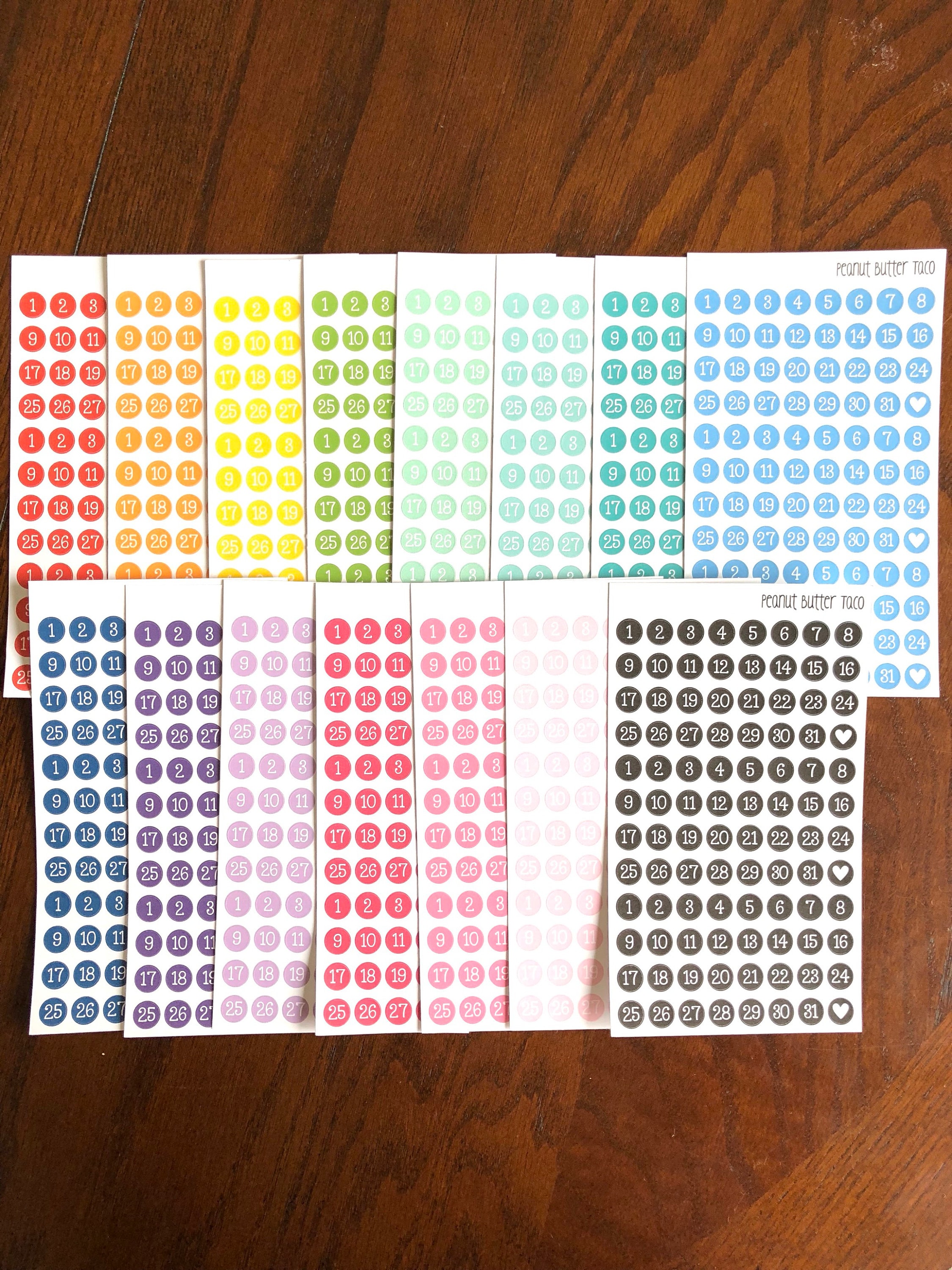 Color Choice Tiny Date Stickers Countdown Stickers Small - Etsy