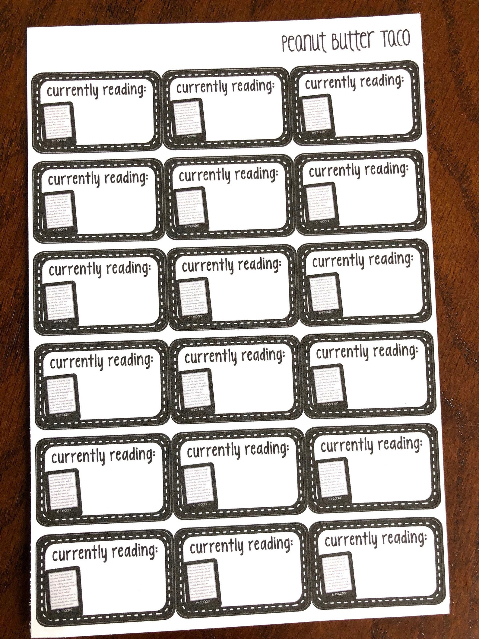 Black E-reader Currently Reading Boxes - Netural Reading Planner ...