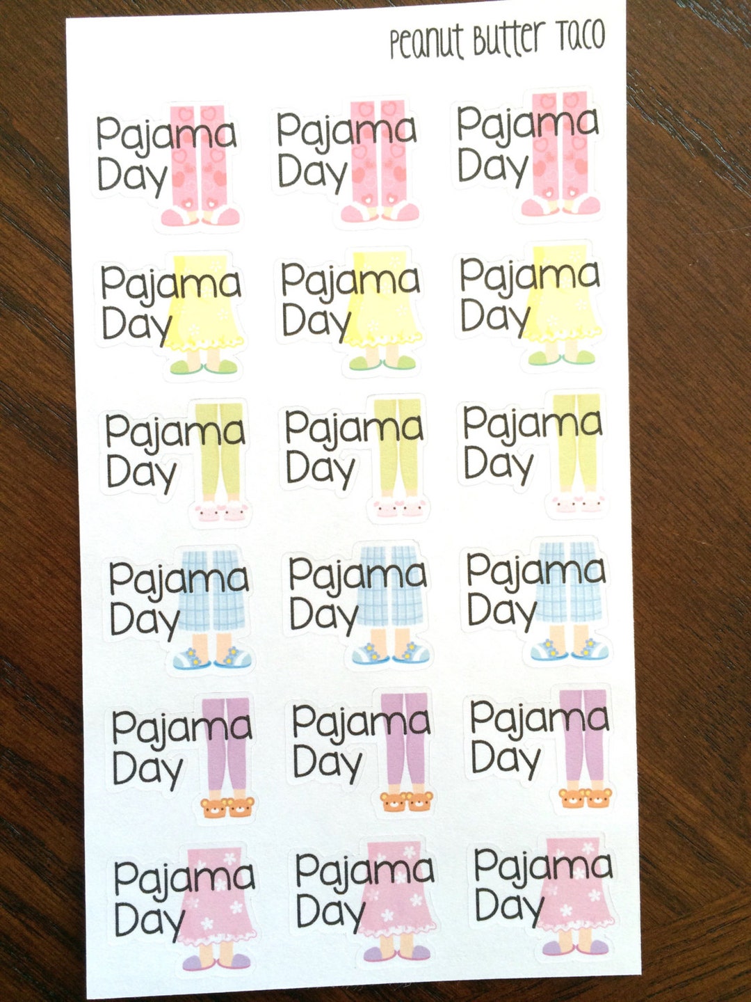 Pajama Day Planner Stickers - Lazy Day Stickers - Pajama Stickers - Day ...