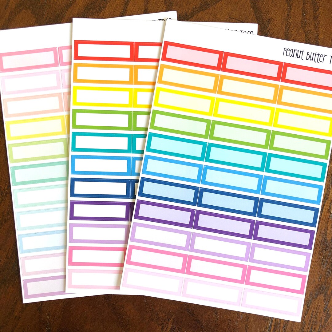 Squared Quarter Boxes - Rainbow or Pastel Quarter Box Planner Stickers ...