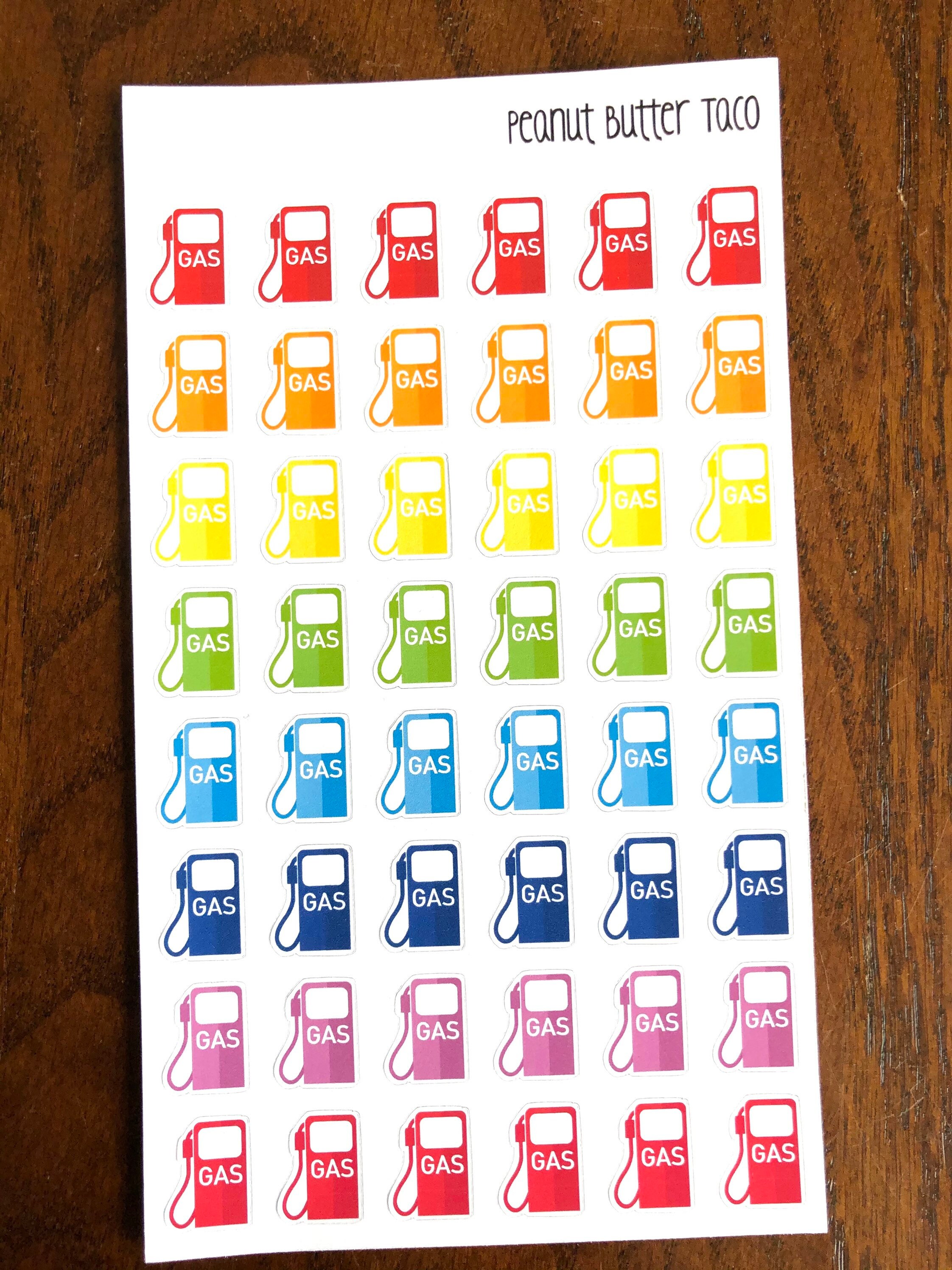 Gas Pump Planner Stickers - Rainbow Pastel Black Gas Stickers - Gas ...