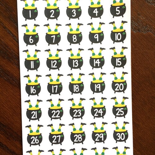 Clover Numbers Date Covers Planner Stickers Good Luck - Etsy