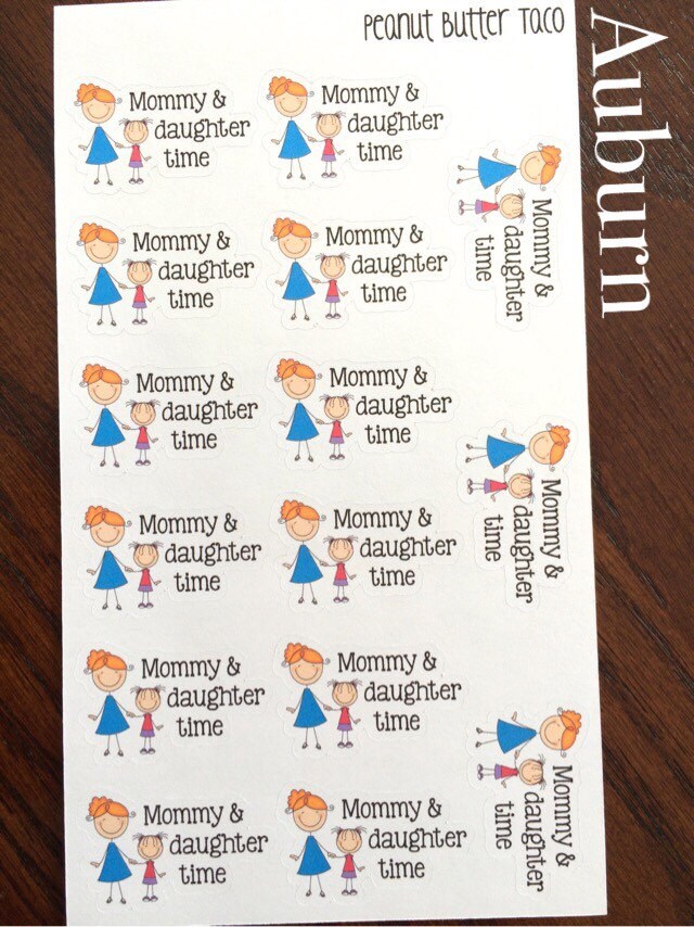 Mommy and Daughter Time Stickers - Family Time Planner Stickers - Mom ...