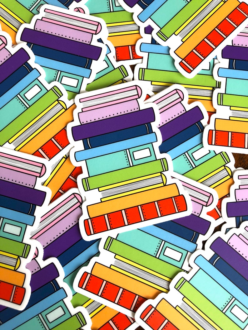 Book Stack Vinyl Sticker Bookish Vinyl Decal Laptop | Etsy