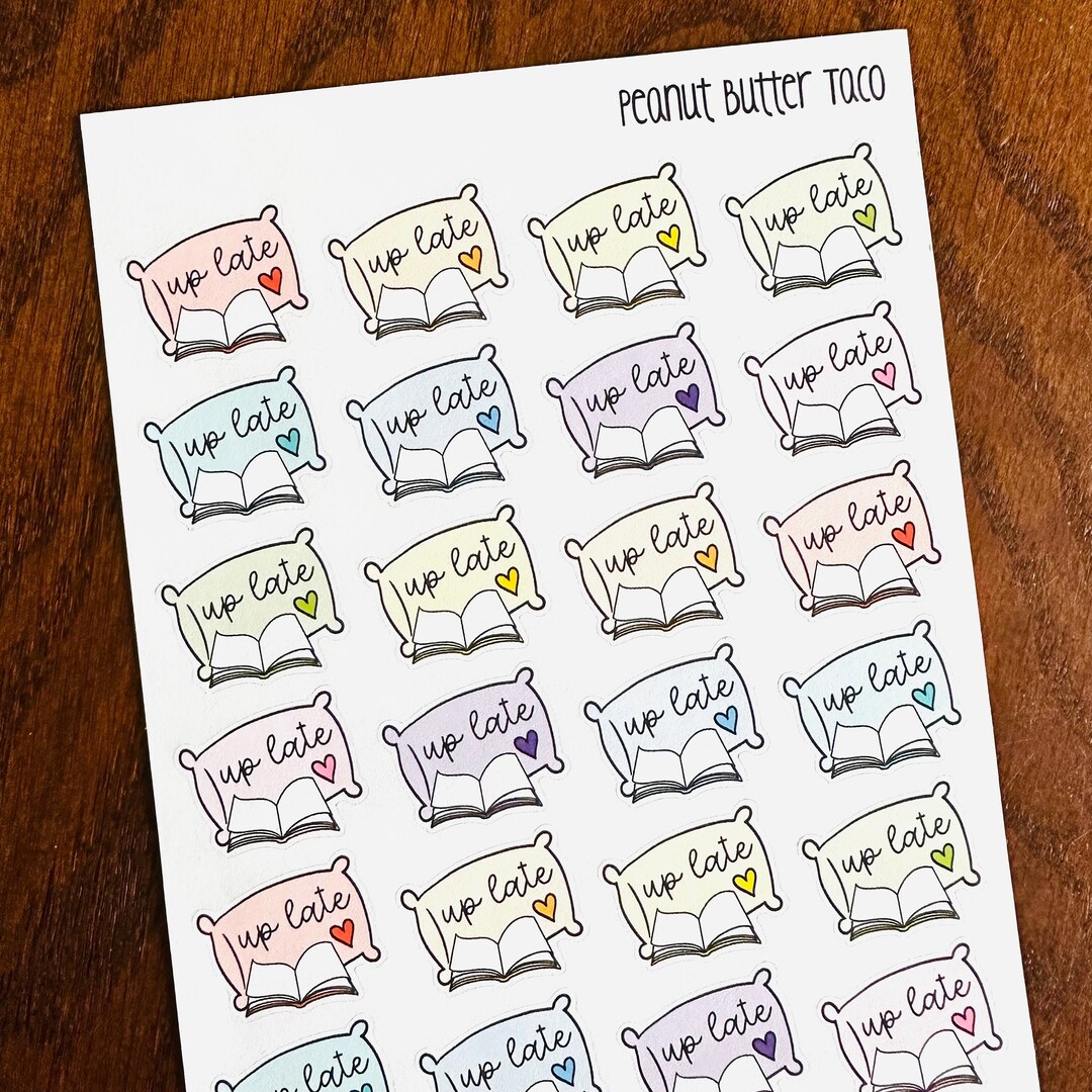 Up Late Bookish Reading Planner Stickers - Read All Night Stickers ...