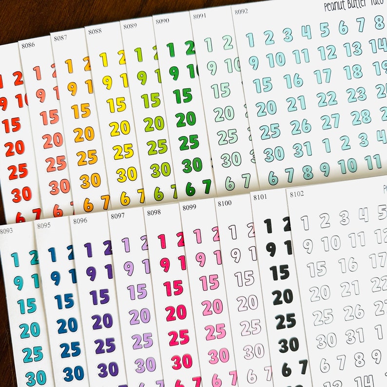 Doodle Date Stickers - Countdown Stickers - Monochrome Number Stickers ...