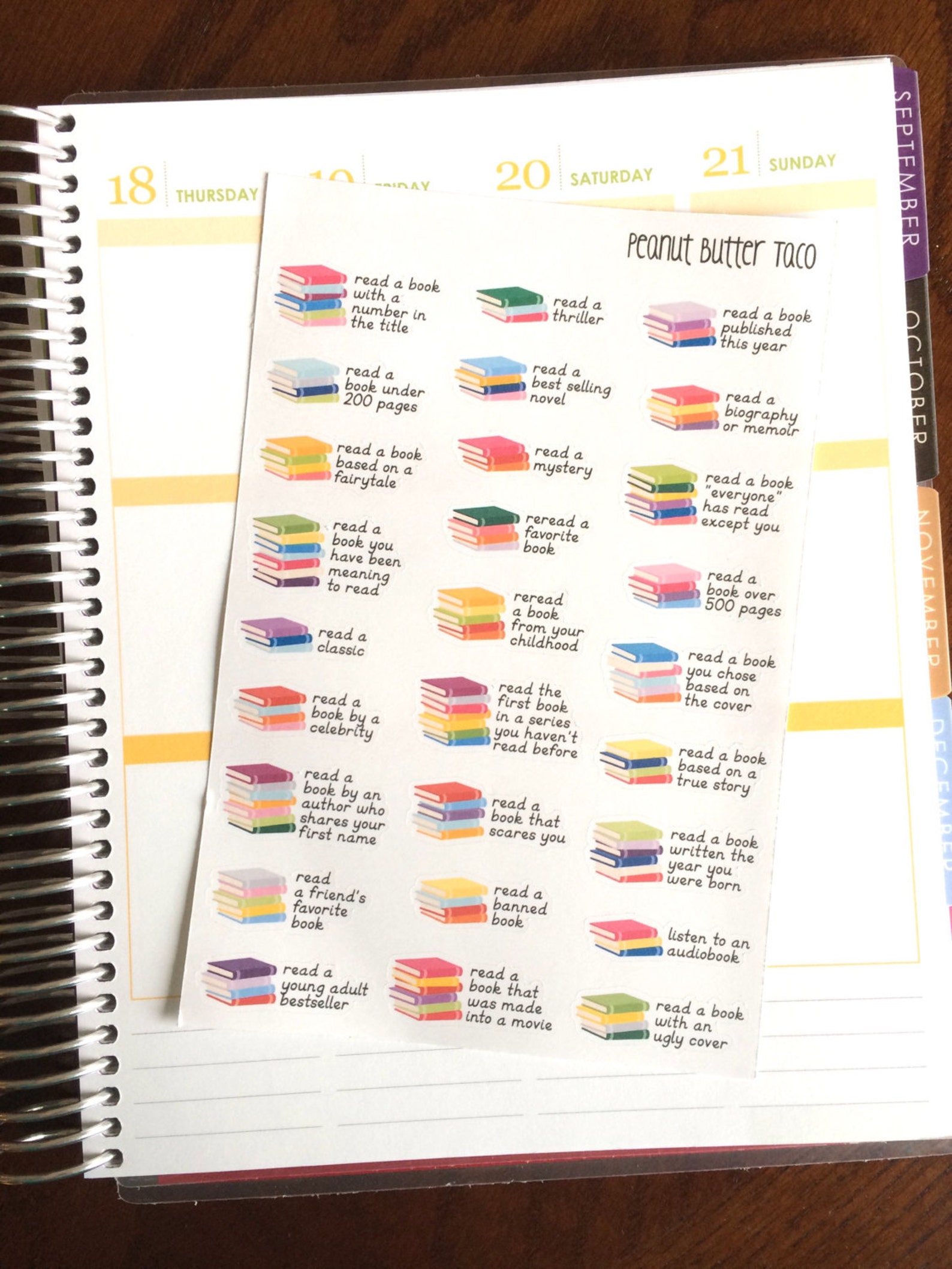 Reading Challenge Planner Stickers Reading Planner Stickers - Etsy