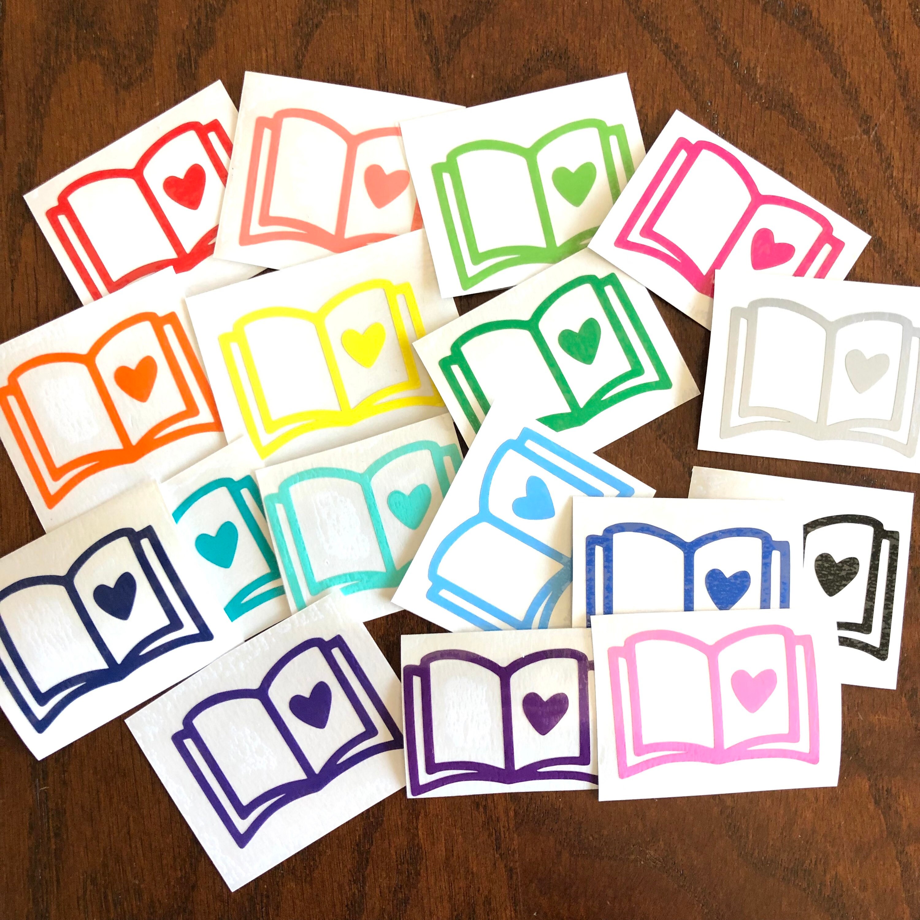 Small Open Book Vinyl Decal - Book Heart Decal - Bookish Decal ...