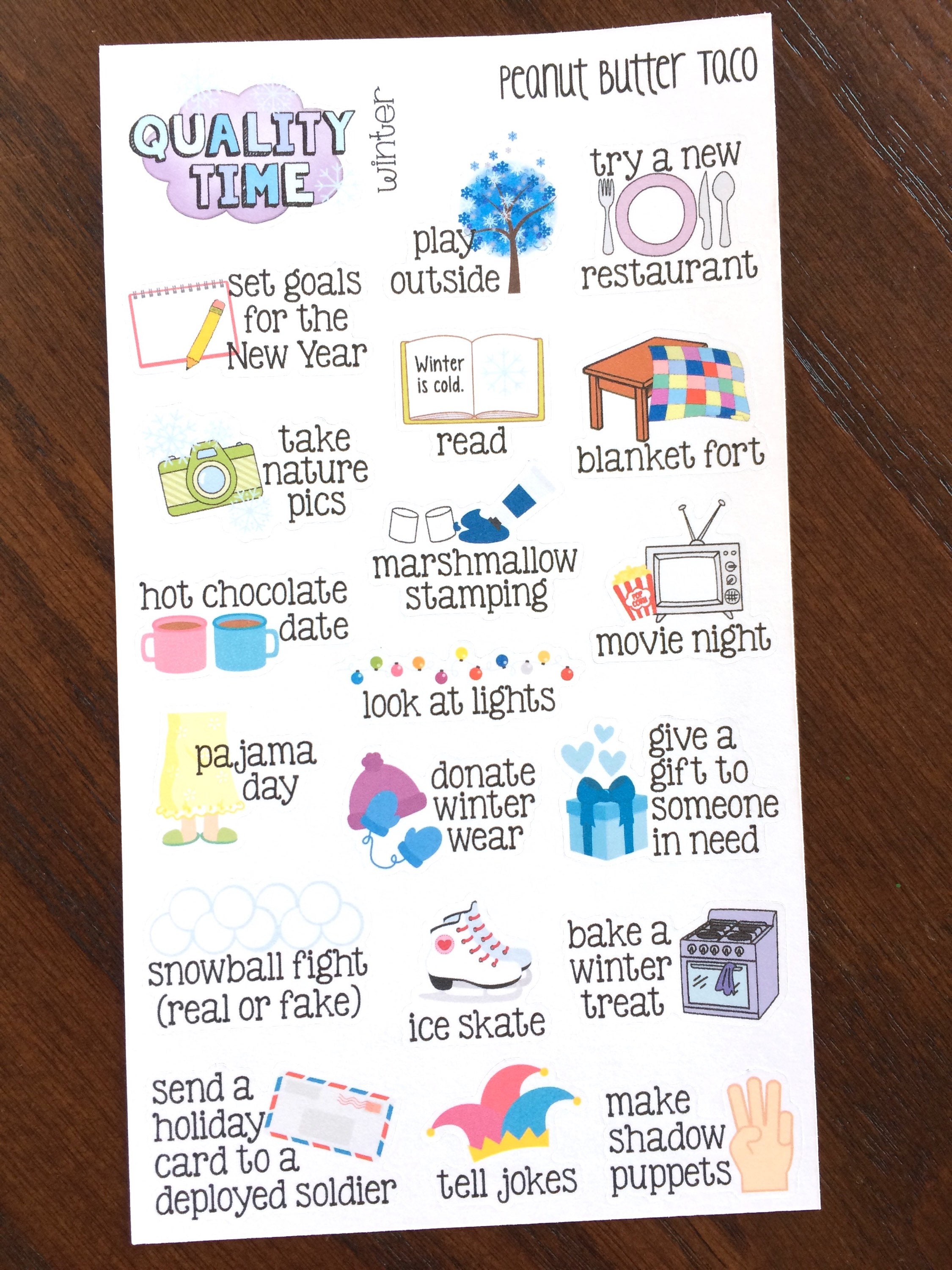Winter Quality Time Stickers - Seasonal Family Time Planner Stickers ...