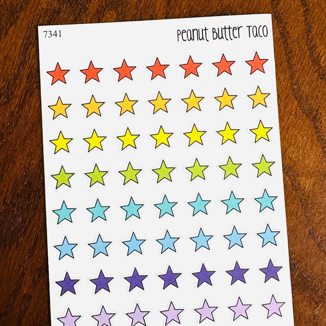 Hand Drawn Star Stickers - Doodle Stars Planner Stickers - Rainbow Star ...