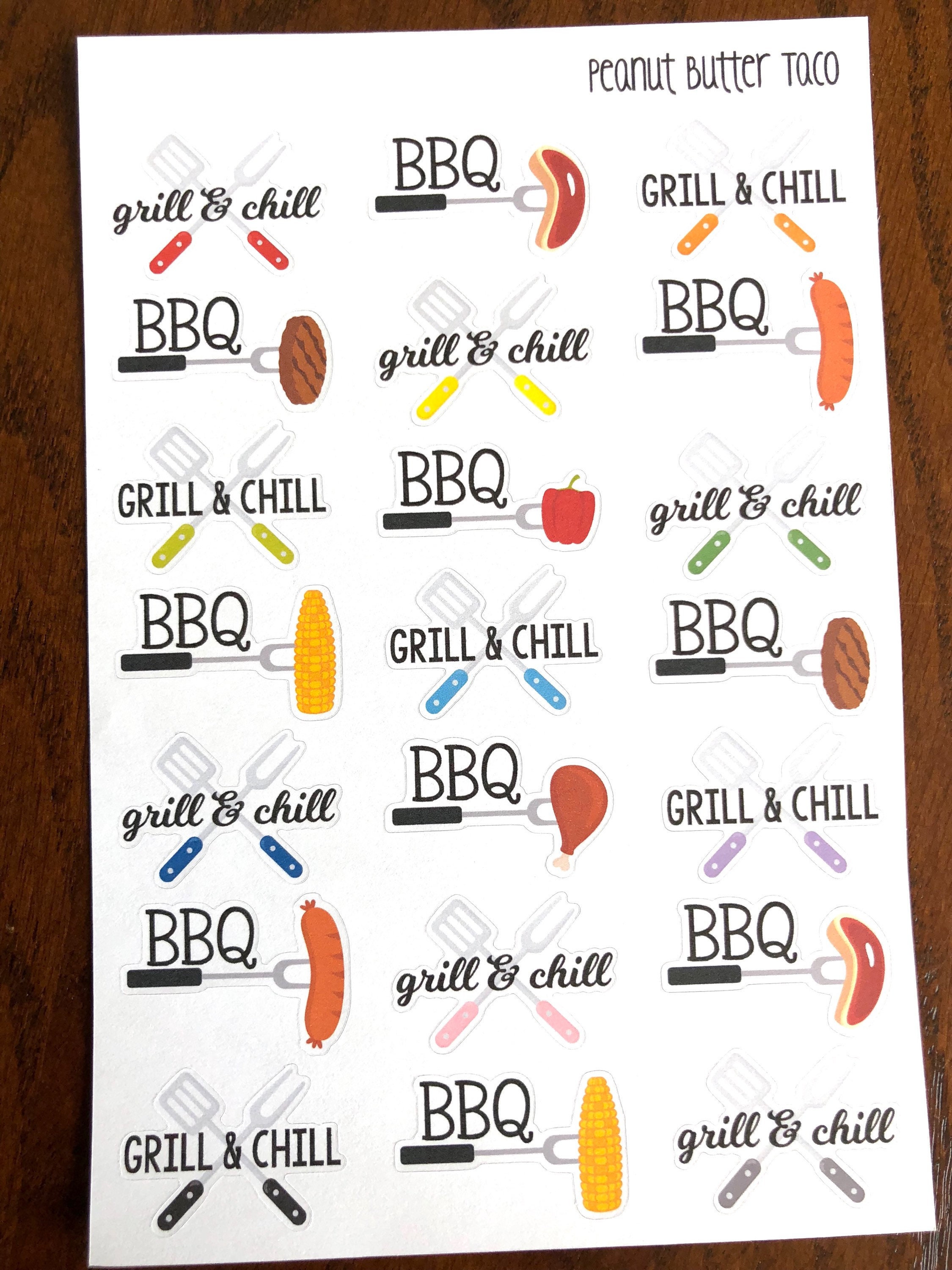 Grill & Chill Stickers BBQ Stickers Grilling Stickers | Etsy