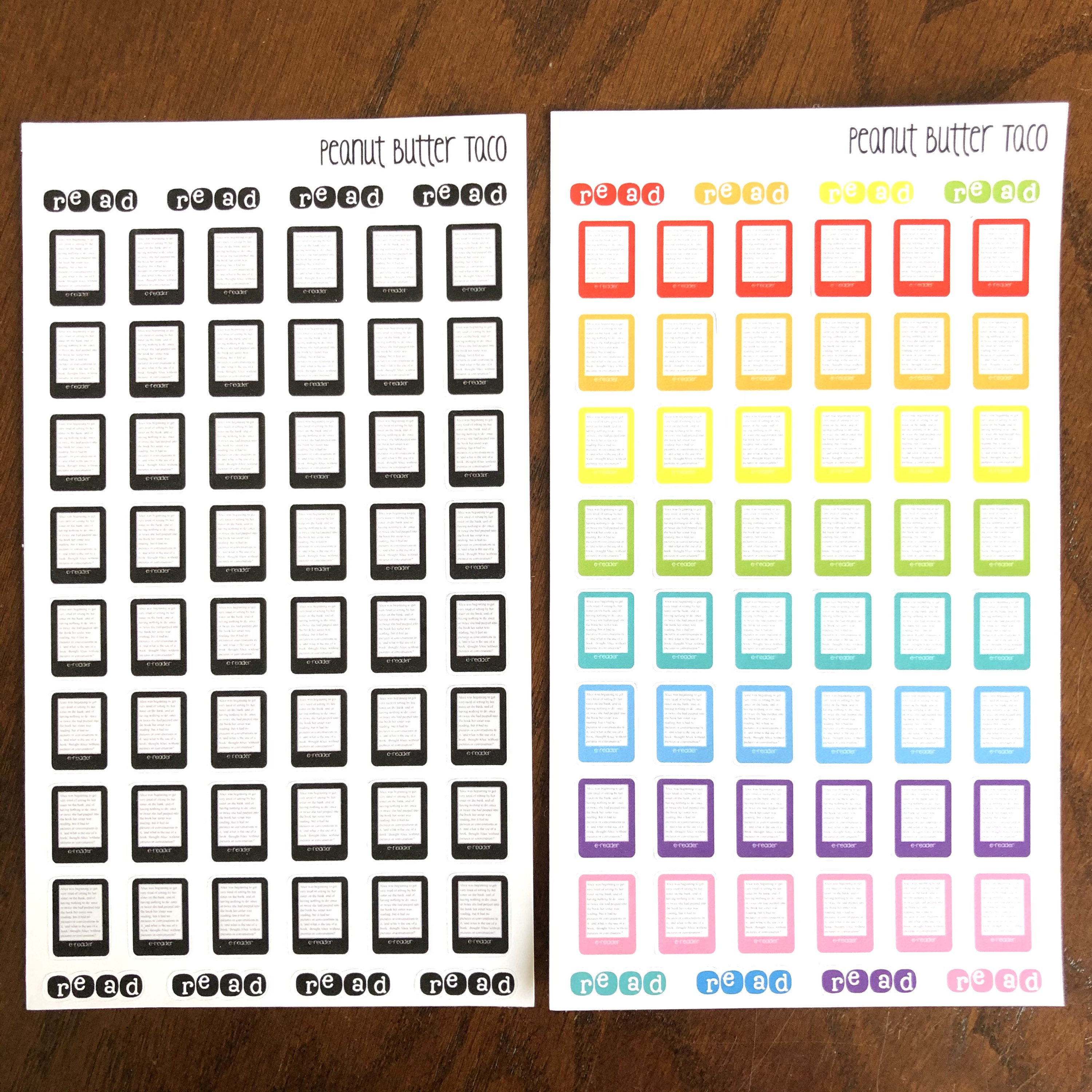 E-reader Stickers Black or Rainbow Reading Planner Stickers - Etsy