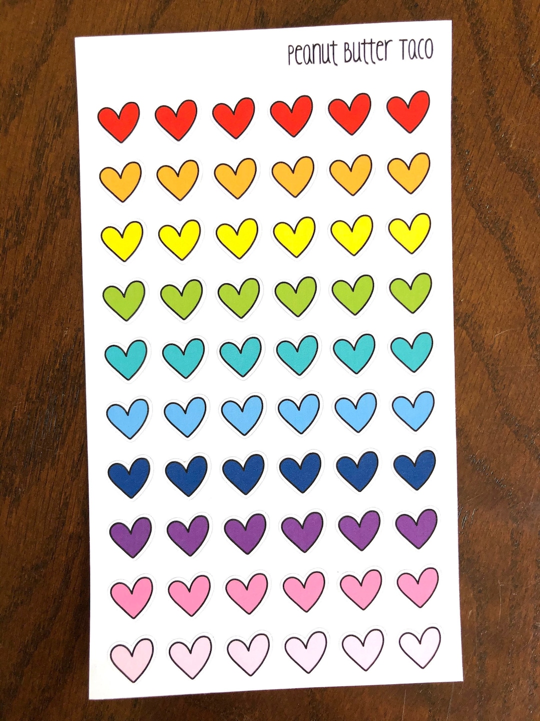 Hand Drawn Hearts Stickers - Doodle Heart Planner Stickers - Rainbow ...