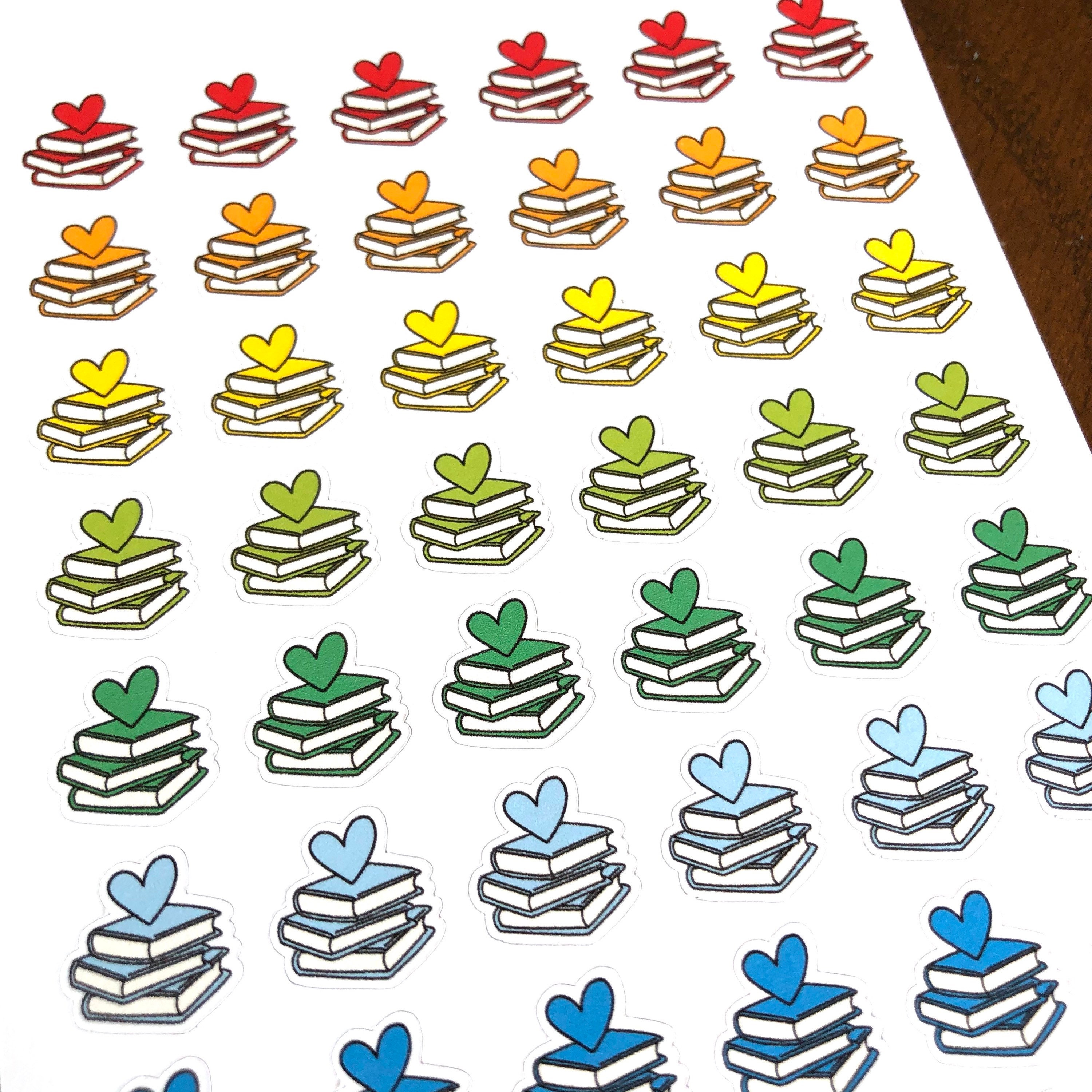 Heart Topped Book Stacks Planner Stickers Book Planner - Etsy