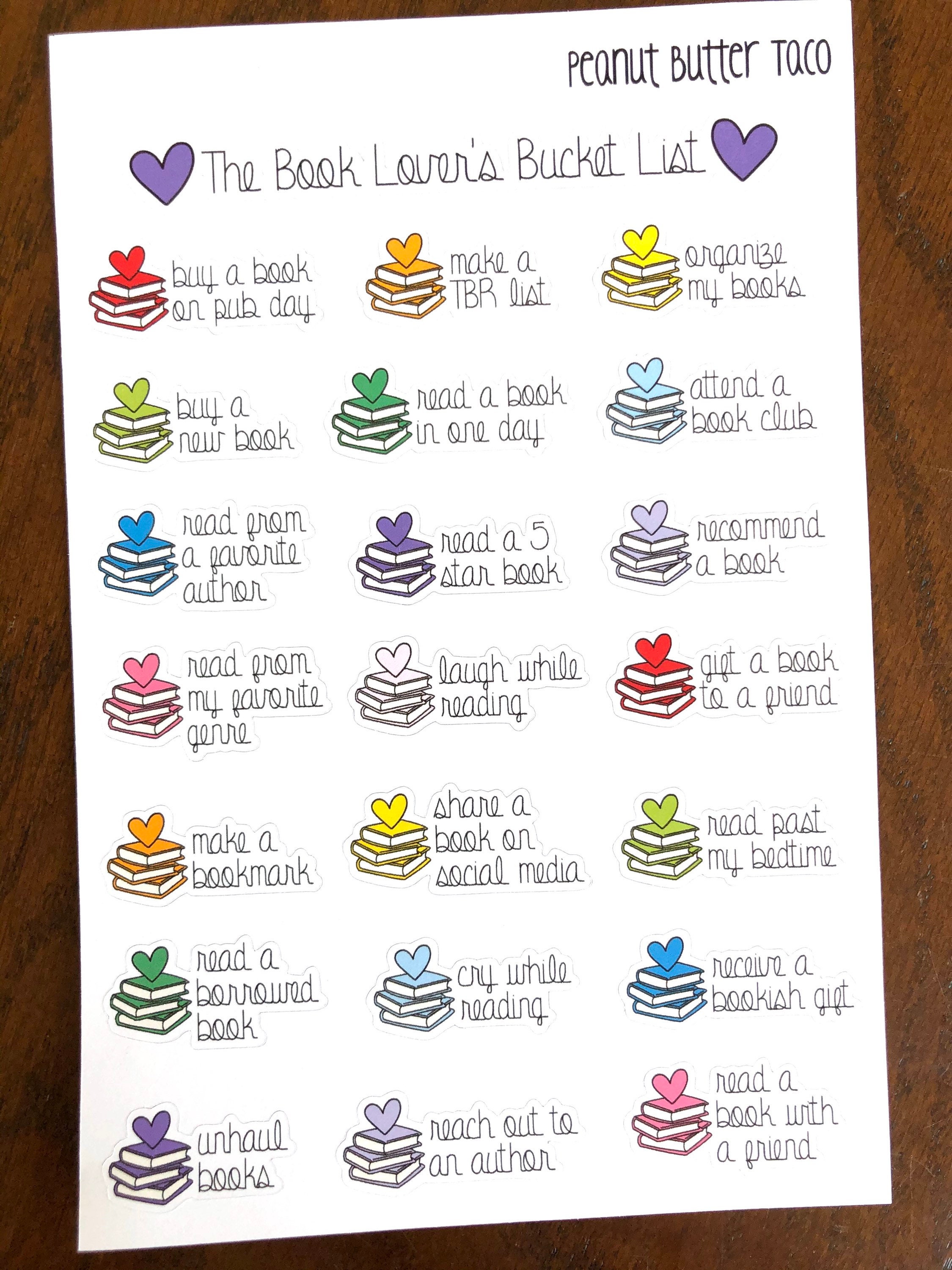 The Book Lover's Bucket List - Reading Challenge Planner Stickers ...