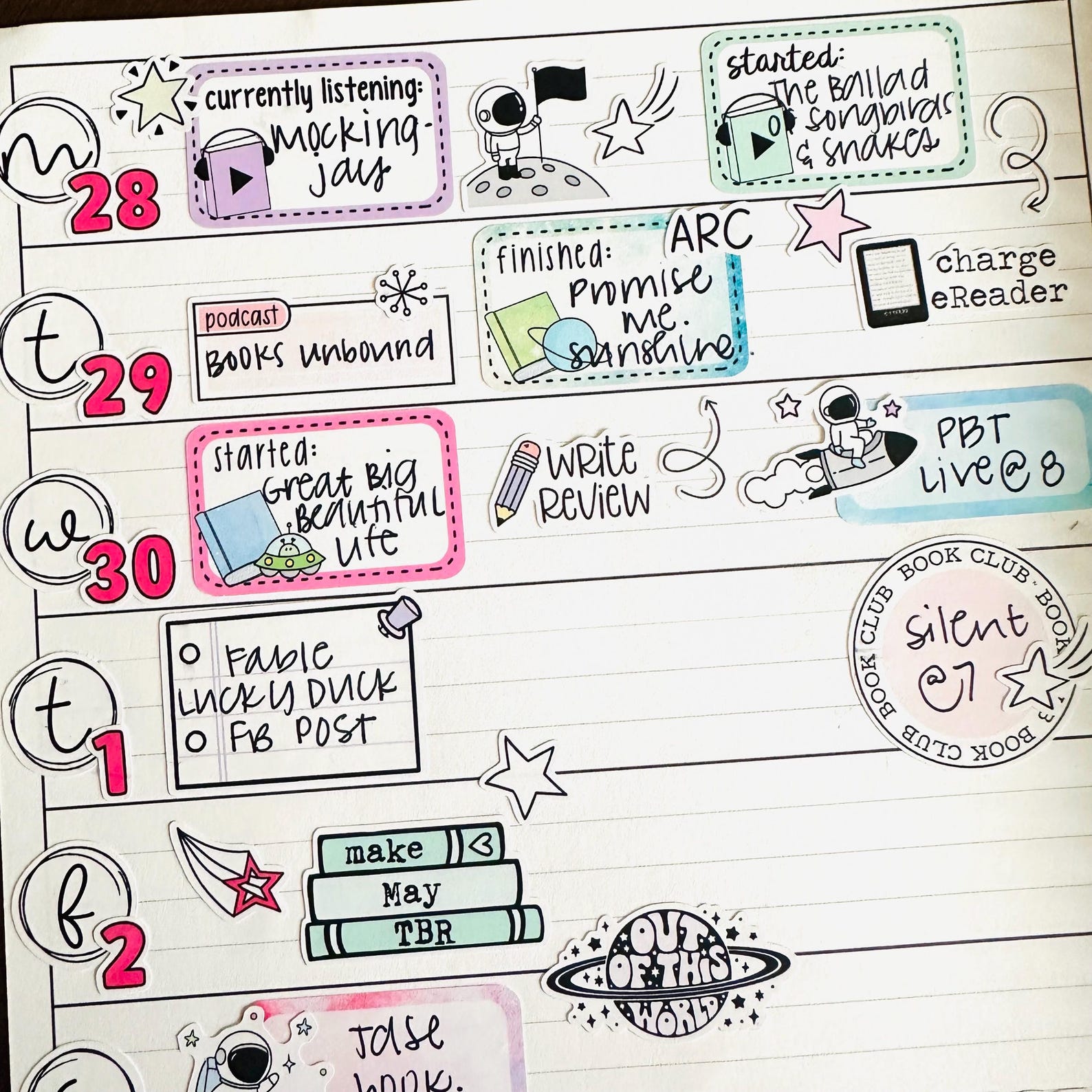 Supernova Reading Planner Stickers - Galaxy Stars Bookish Sampler ...