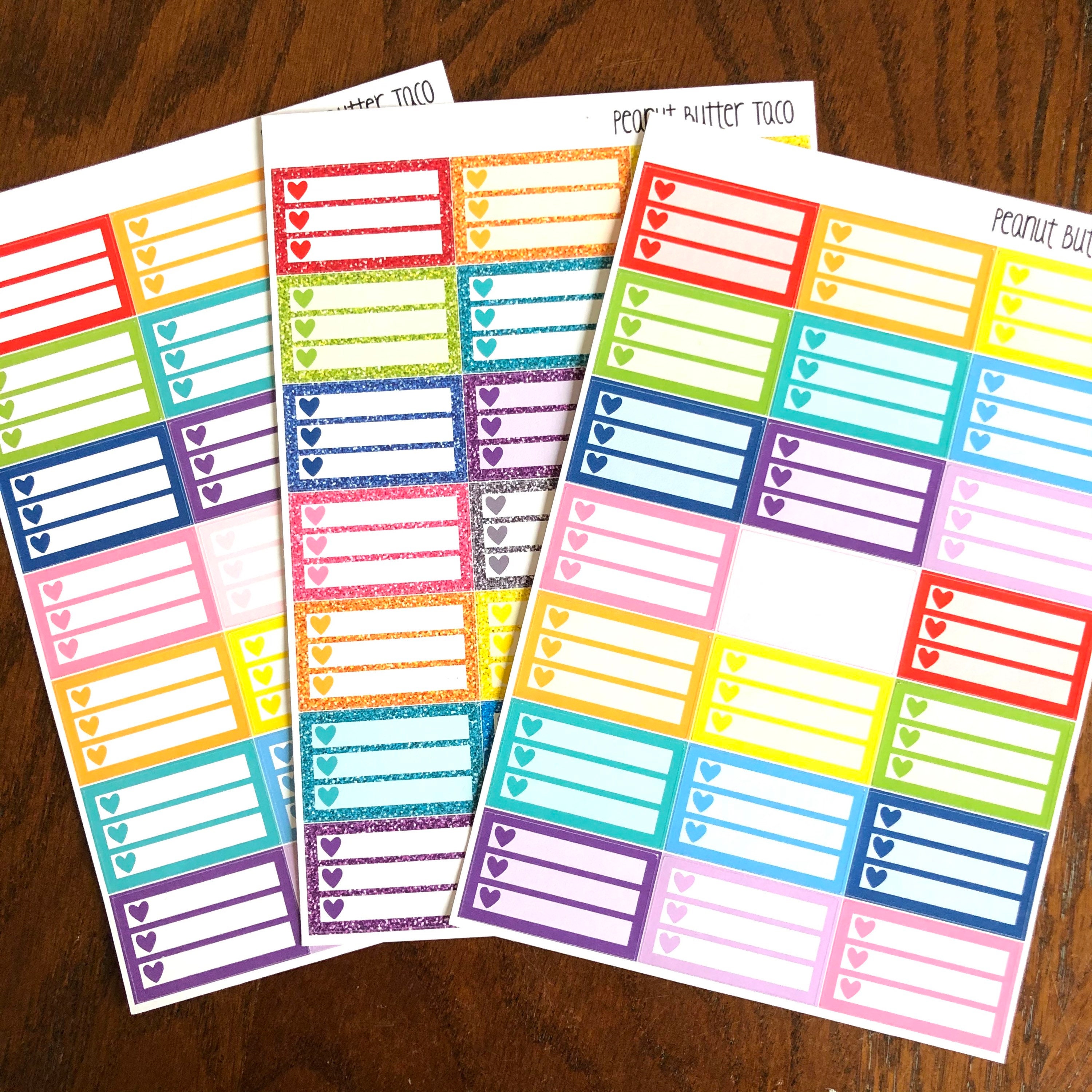 Rainbow Checklist Planner Stickers Solid or Glitter Heart - Etsy