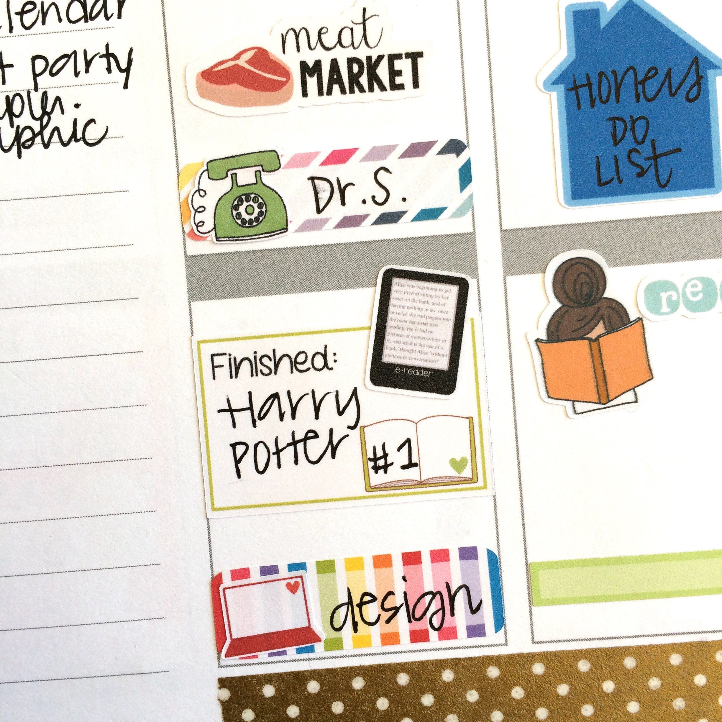 E-reader Stickers Black or Rainbow Reading Planner Stickers - Etsy