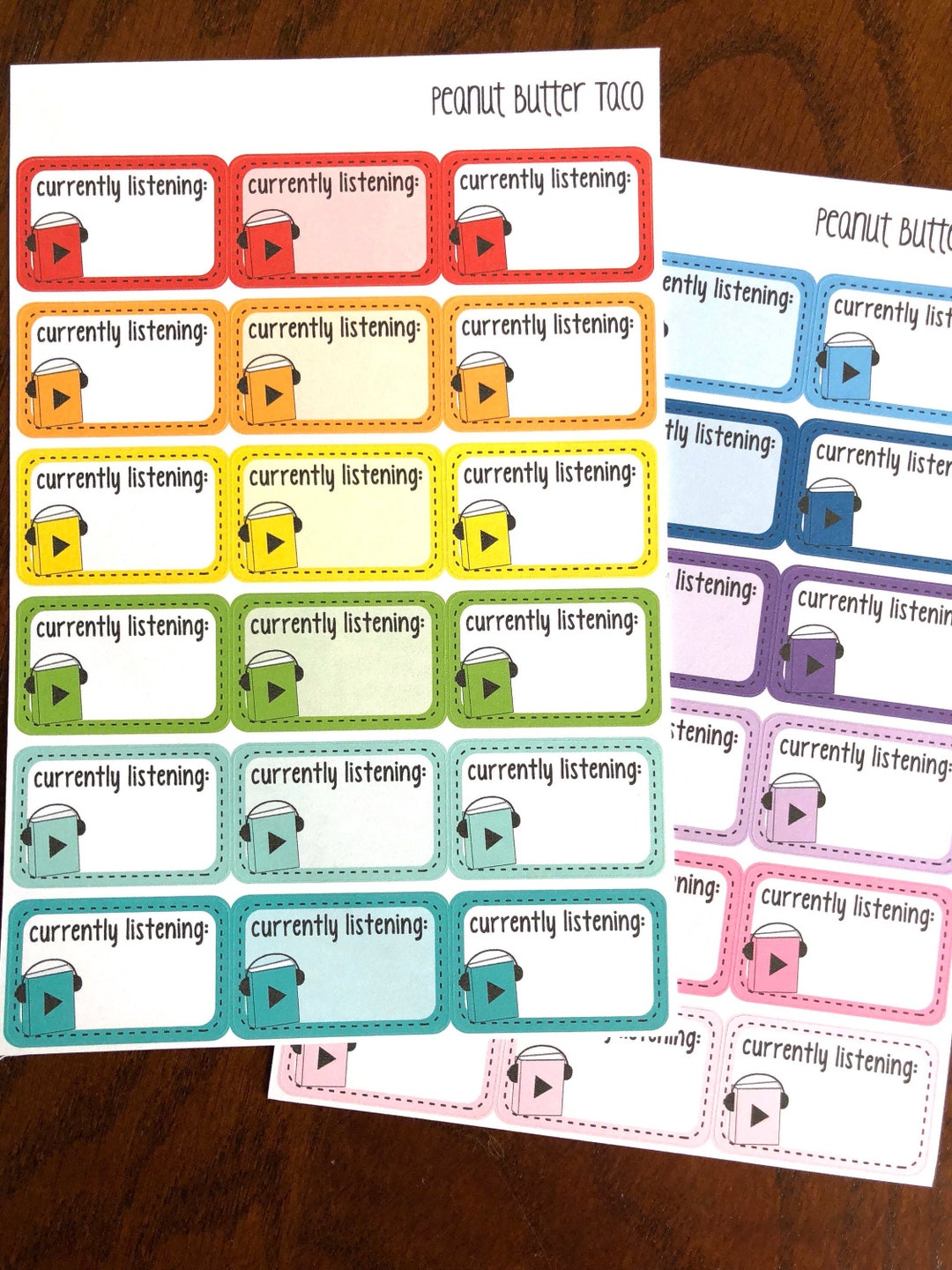 Currently Listening Half Boxes - Audiobook Reading Planner Stickers ...