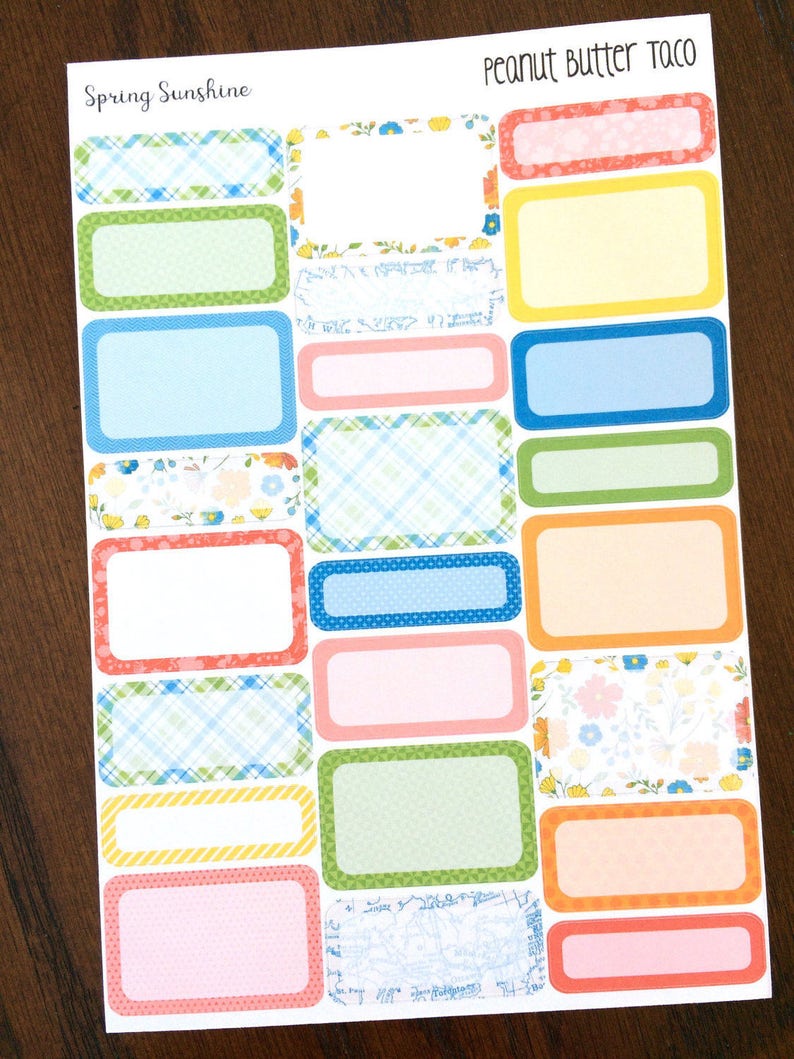 Spring Sunshine Mixed Boxes Planner Stickers Half Boxes - Etsy