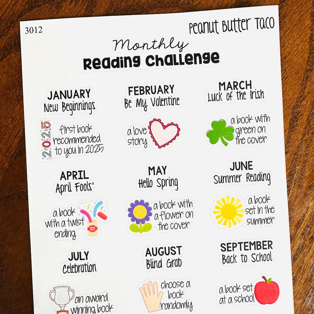 Monthly Reading Challenge 2025 Planner Stickers - Monthly Reading ...