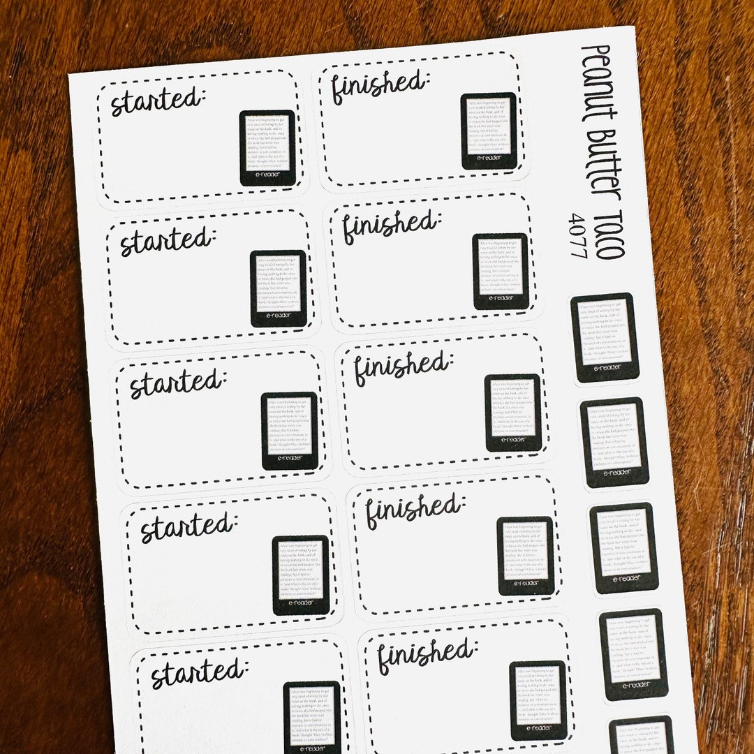 White E-reader Started & Finished Reading Planner Stickers - Reading ...