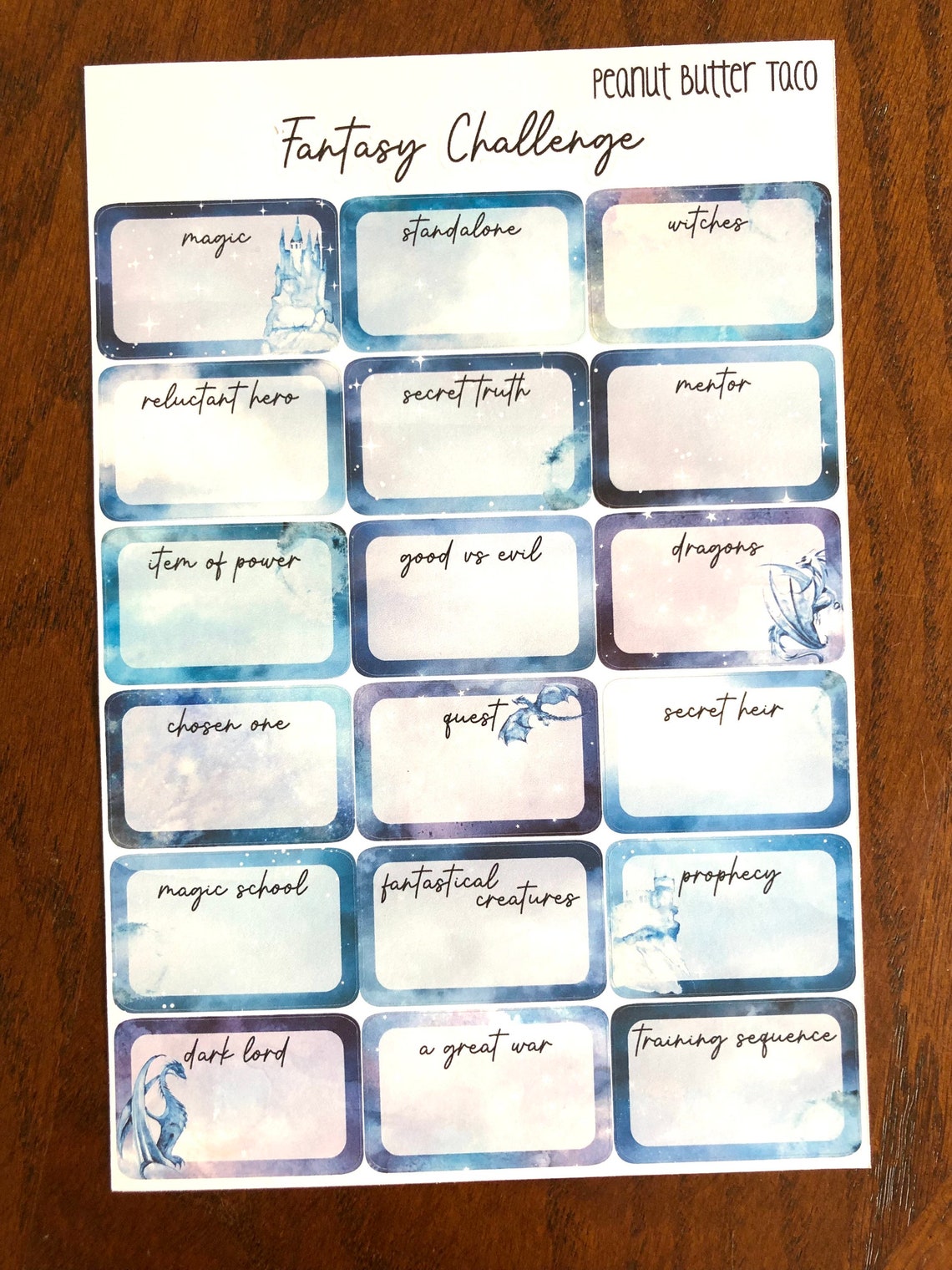 Fantasy Reading Challenge Stickers - Genre Reading Challenge Stickers ...