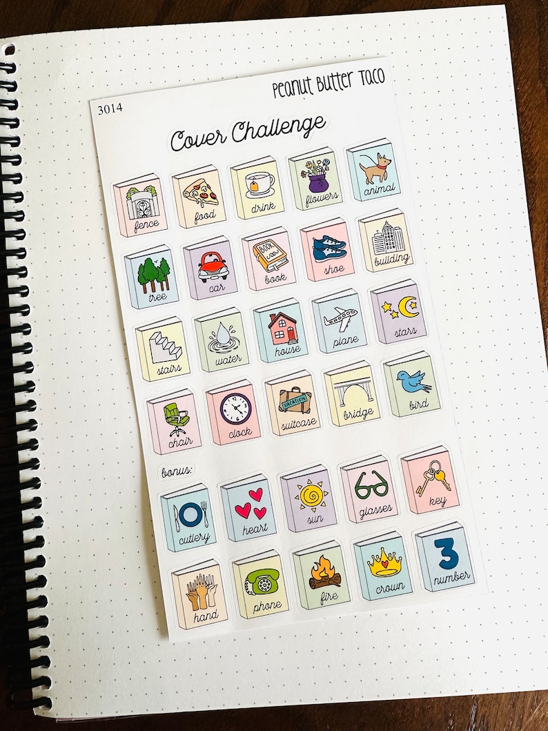 Book Cover Challenge Planner Stickers - on the Cover Reading Planner ...