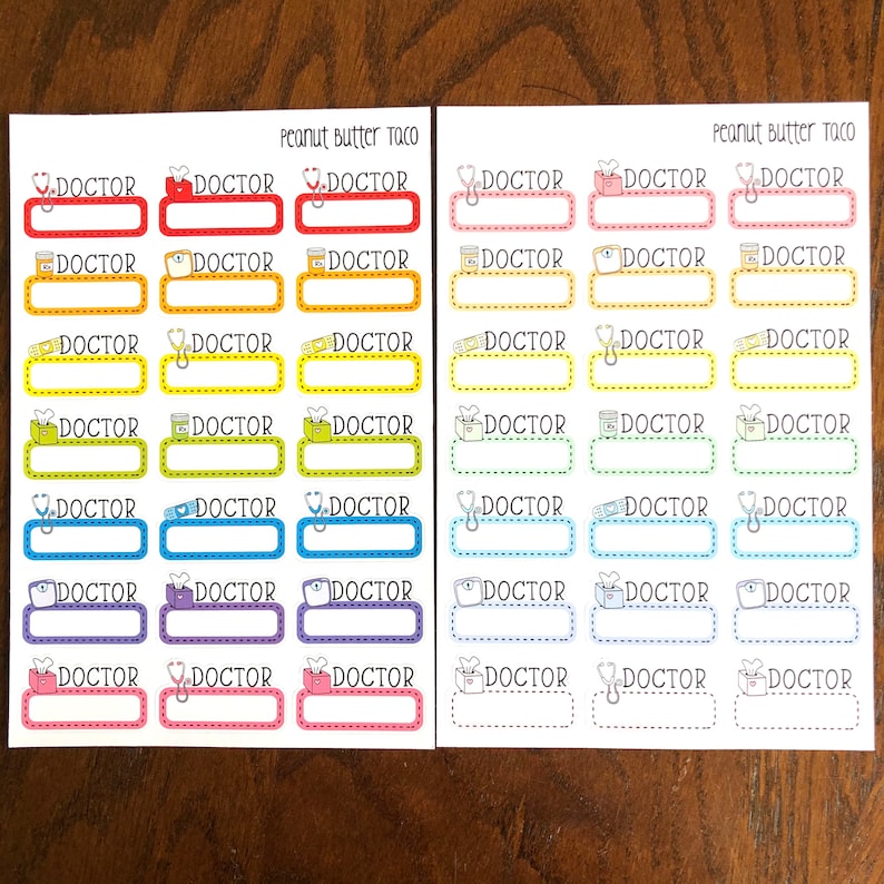 Doctor Planner Stickers - Rainbow or Pastel Doctors Appointment ...