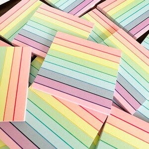 Rainbow Sticky Notes - Lined Sticky Notes - Stationery Gift - Memo Pad ...