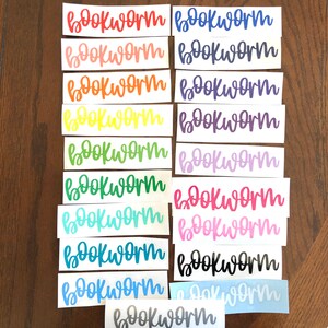 Bookworm Vinyl Decal - Bookish Decal - Hand Lettered Script Reading ...