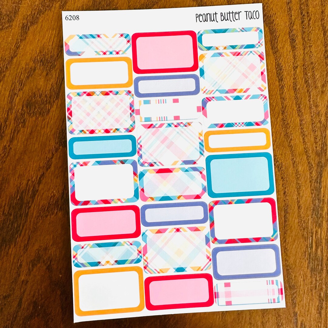 Pink & Turquoise Plaid Mixed Boxes Planner Stickers - Half Boxes ...