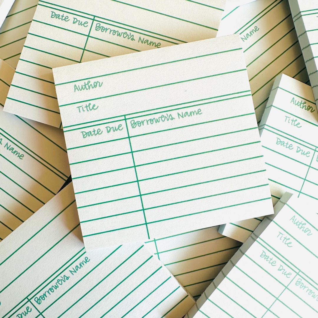 Library Card Sticky Notes - Reading Sticky Notes - Bookworm Gift ...