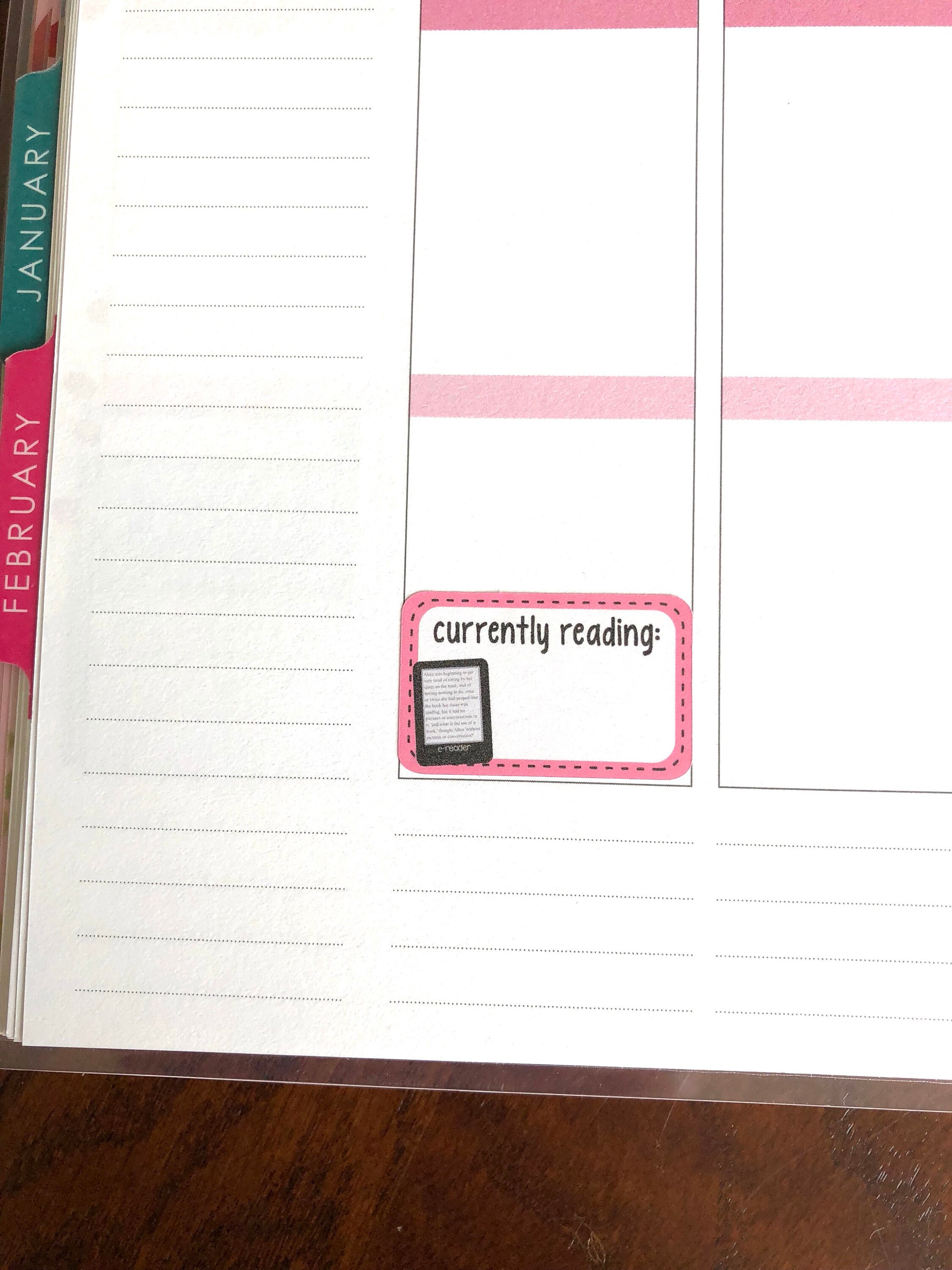 Black E-reader Currently Reading Boxes - Netural Reading Planner ...