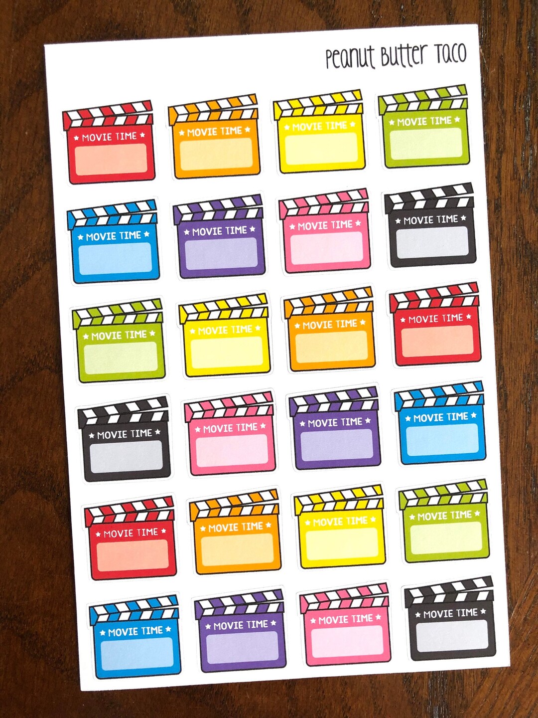 Movie Clapboard Planner Stickers - Rainbow Movie Time Clapper Box ...