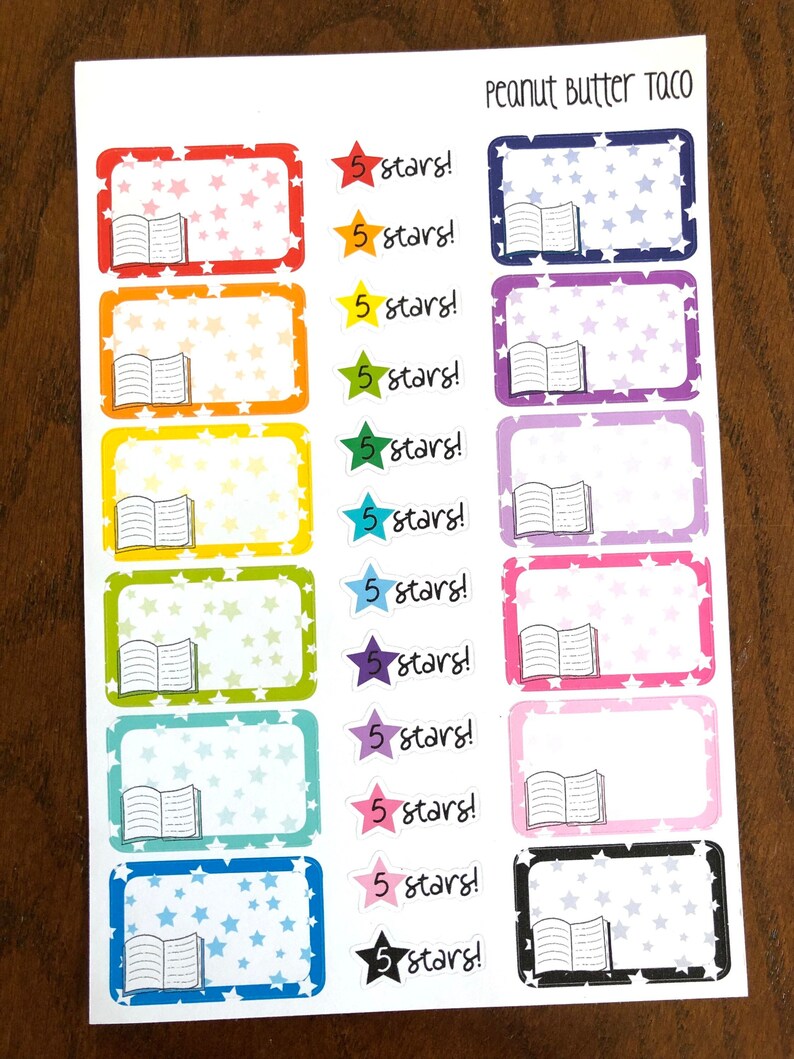 Star Book Boxes Planner Stickers - 5 Star Books - Bookish Reading ...
