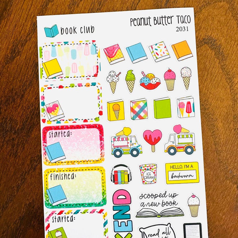 Ice Cream Bookish Sampler Planner Stickers - Summer Reading Stickers ...