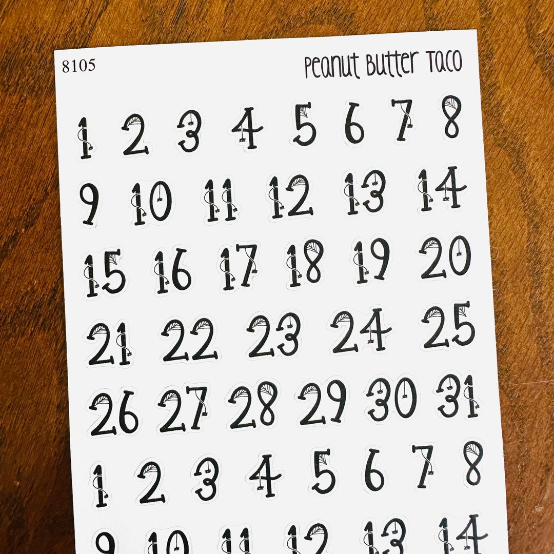 Spiderweb Number Stickers - Spider Date Planner Stickers - October ...