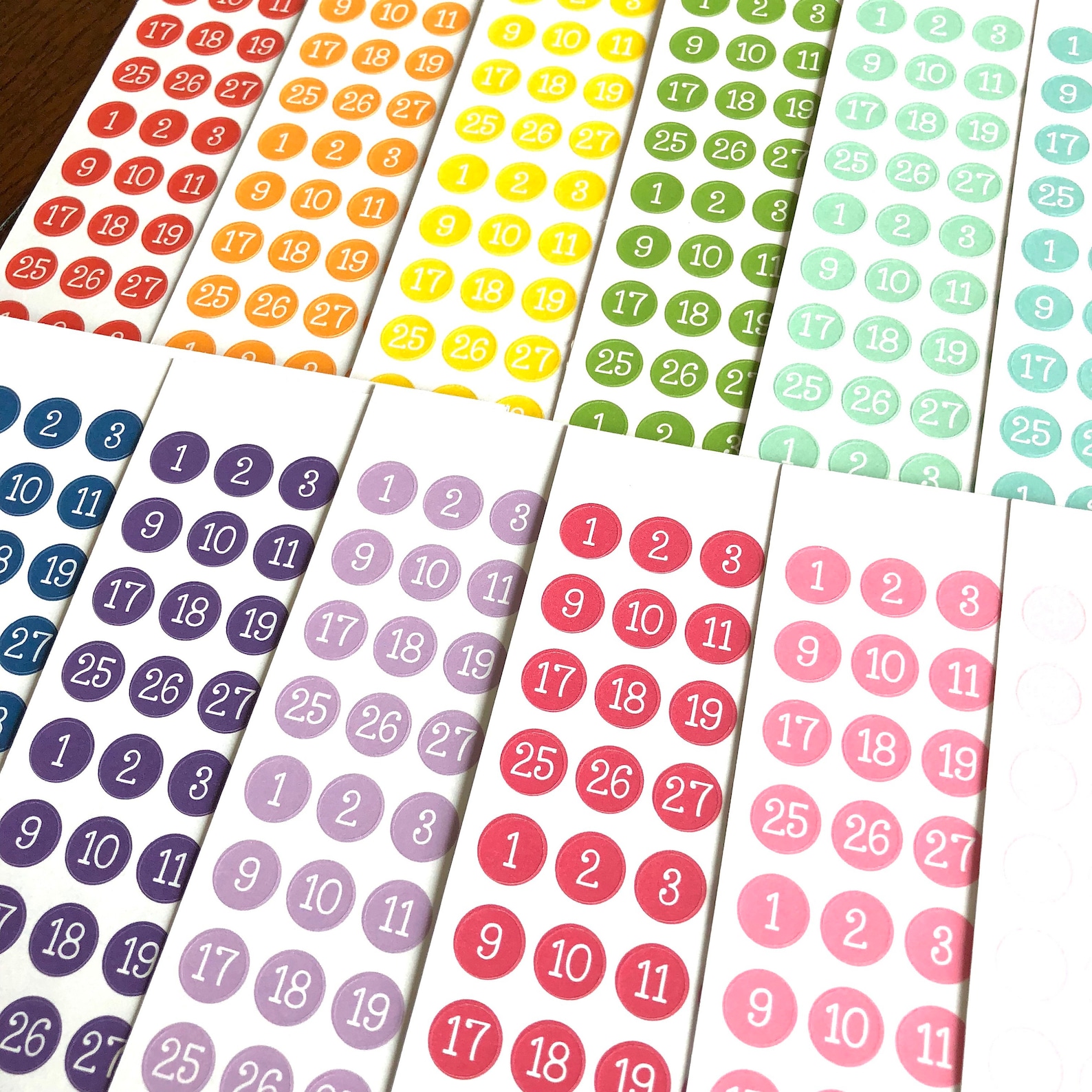 Color Choice Tiny Date Stickers Countdown Stickers Small Number ...