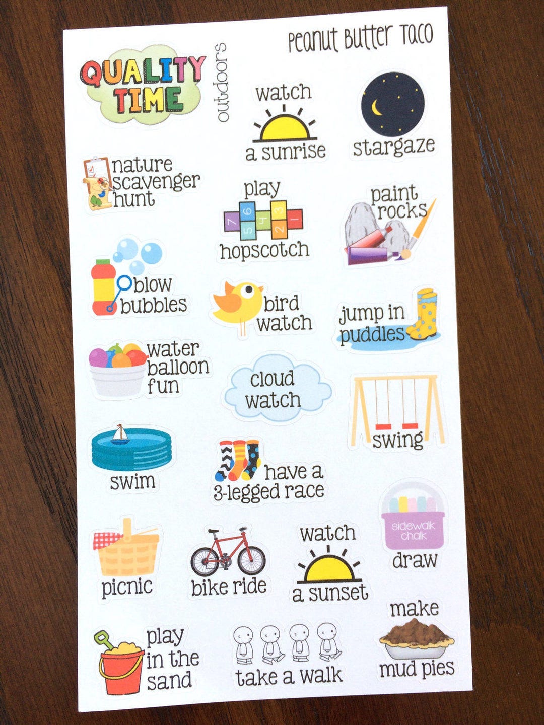 Outdoors Quality Time Stickers - Family Time Planner Stickers ...
