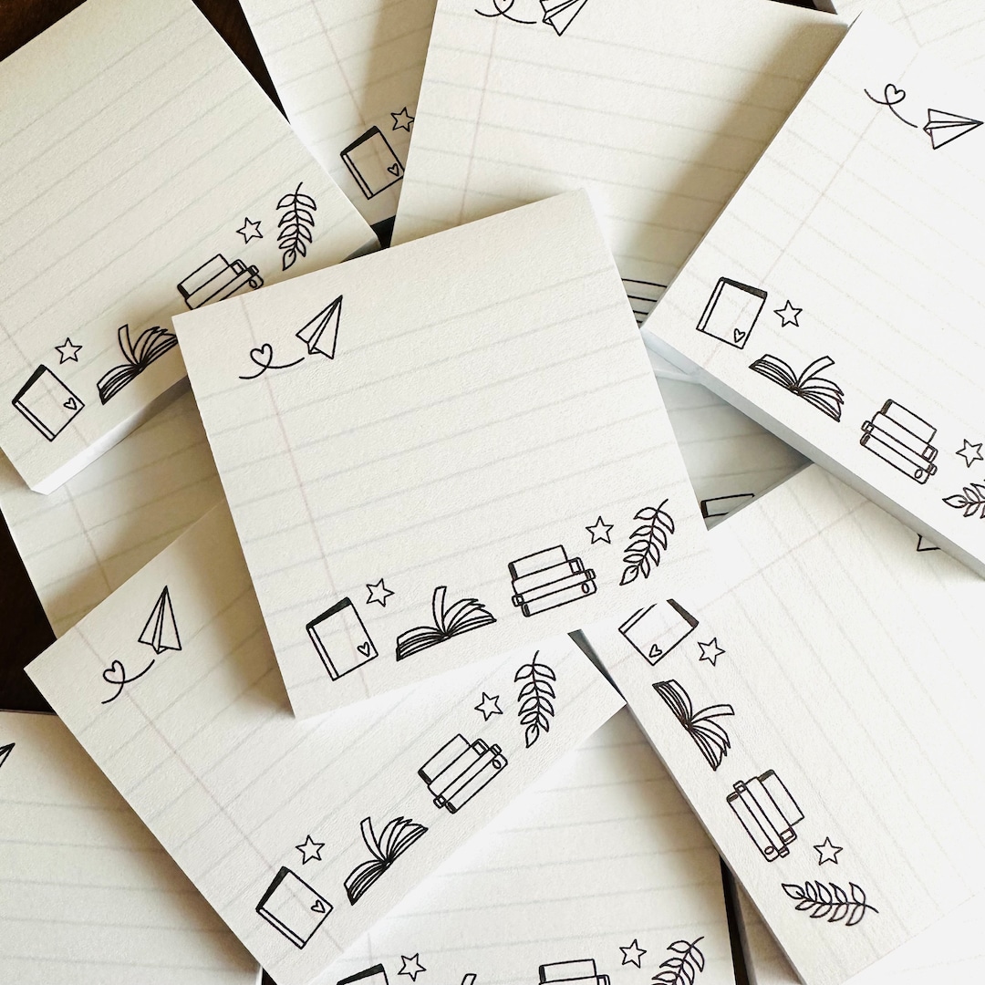 Bookish Doodle Sticky Notes - Reading Sticky Notes - Bookworm Gift ...