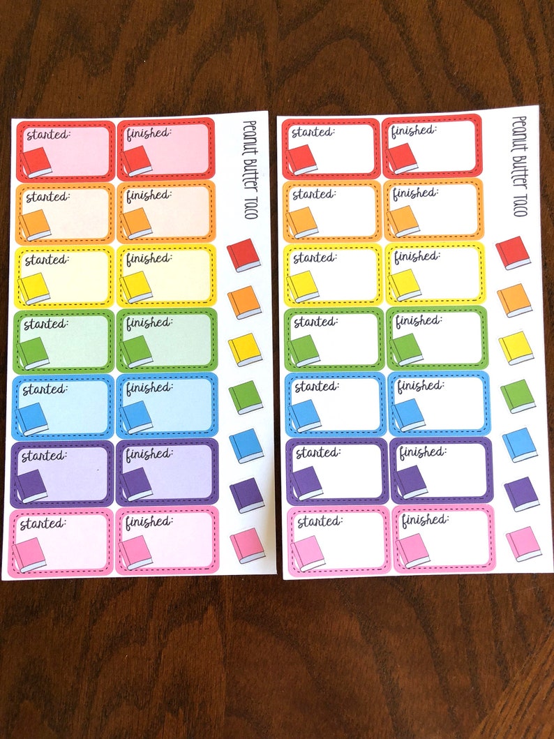 Physical Book Rainbow Started & Finished Planner Stickers - Etsy