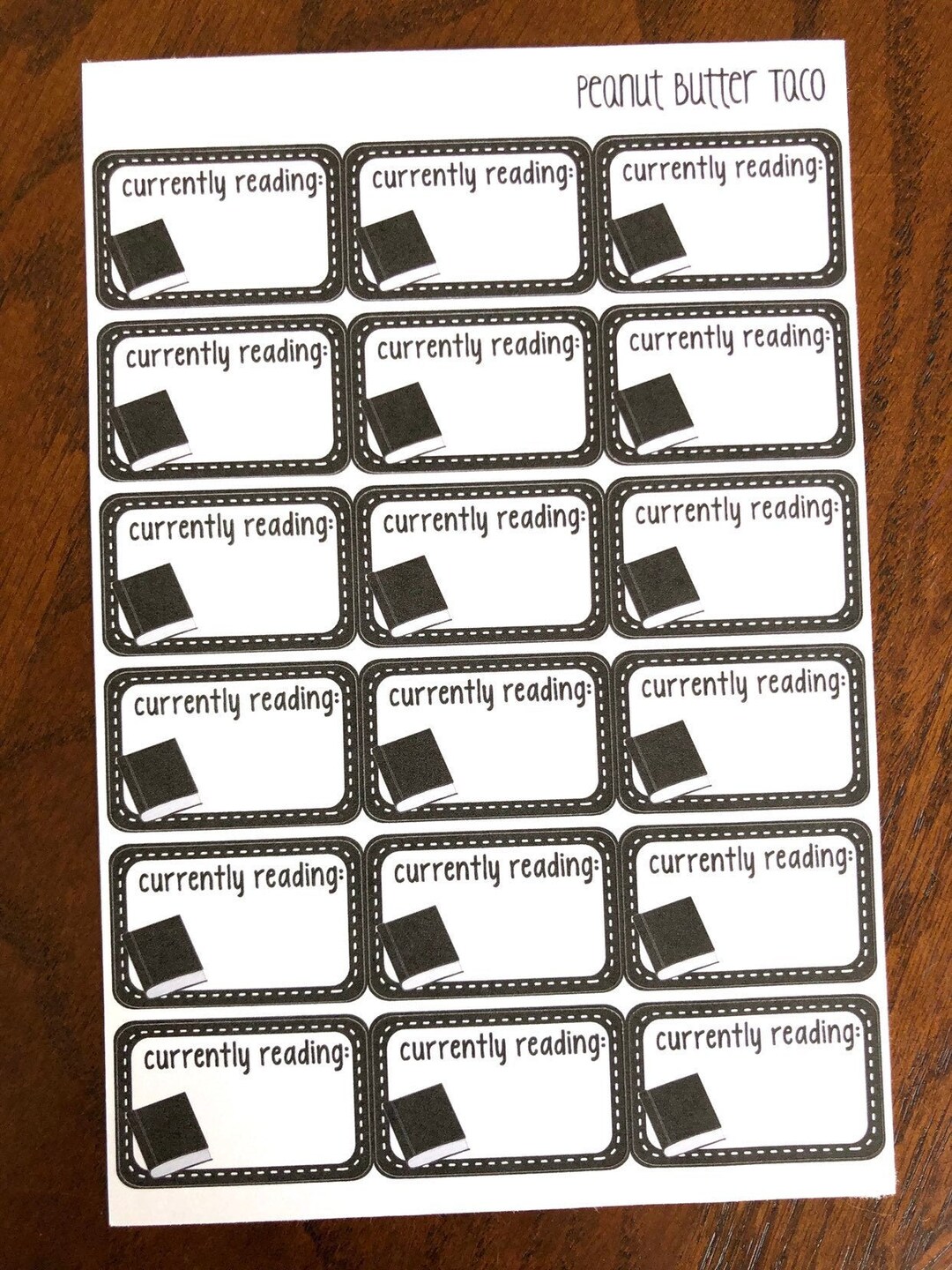 Black Currently Reading Boxes - Reading Planner Stickers - Book ...